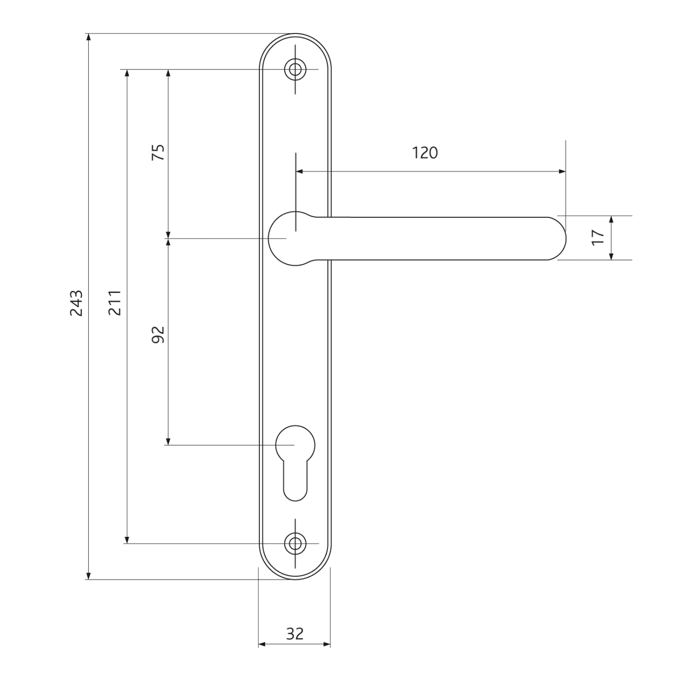 Ashford Inline Lever Lever Door Handle