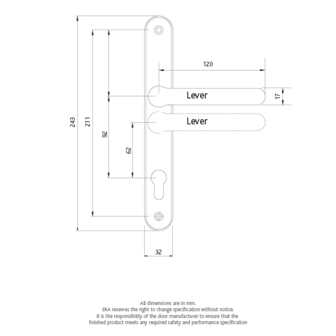Balmoral Sprung Offset Lever Lever Door Handle