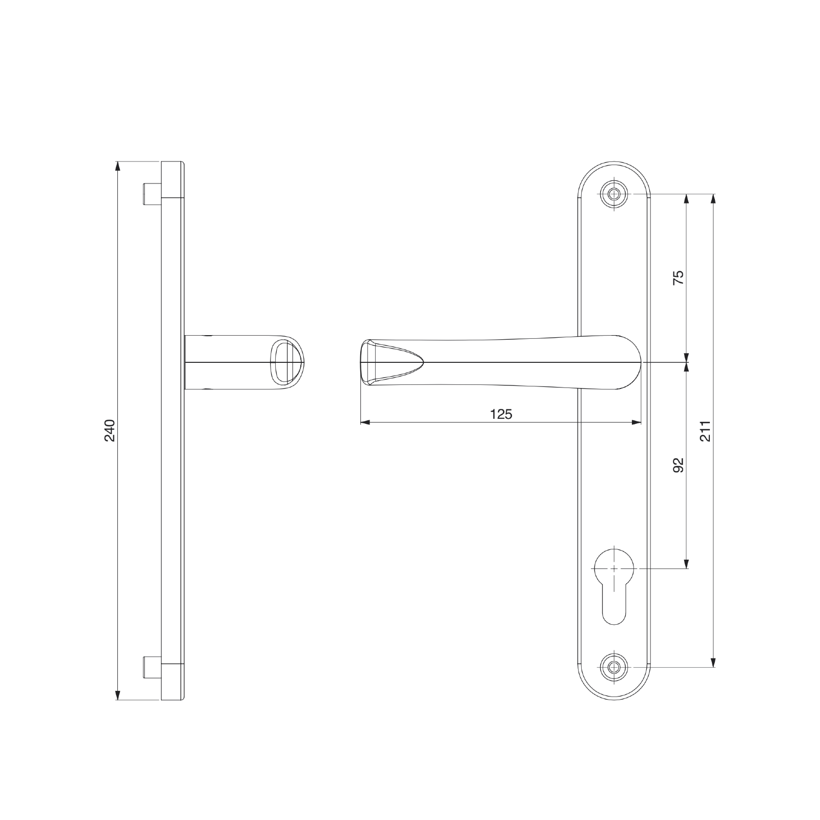 Supa Standard Lever Lever Inline Door Handle (240ml Backplate)