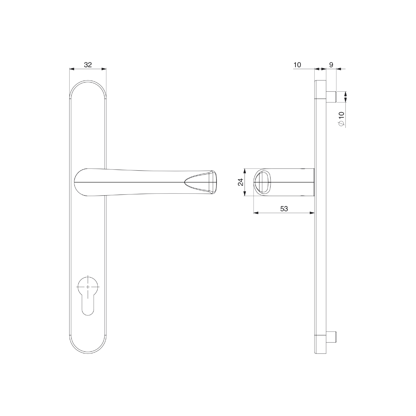 MILA Supa Standard Lever Lever Inline Door Handle (240ml Backplate ...